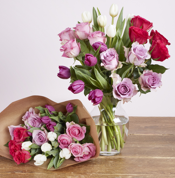 Romantic Rose and Tulip Bouquet | Funky Pigeon