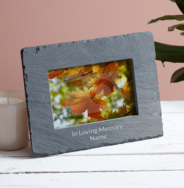 Memorial Personalised Slate Photo Frame - Landscape | Funky Pigeon