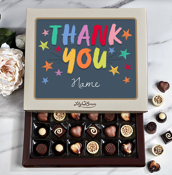 Rainbow Thank You Personalised Chocolates - Box of 30 | Funky Pigeon