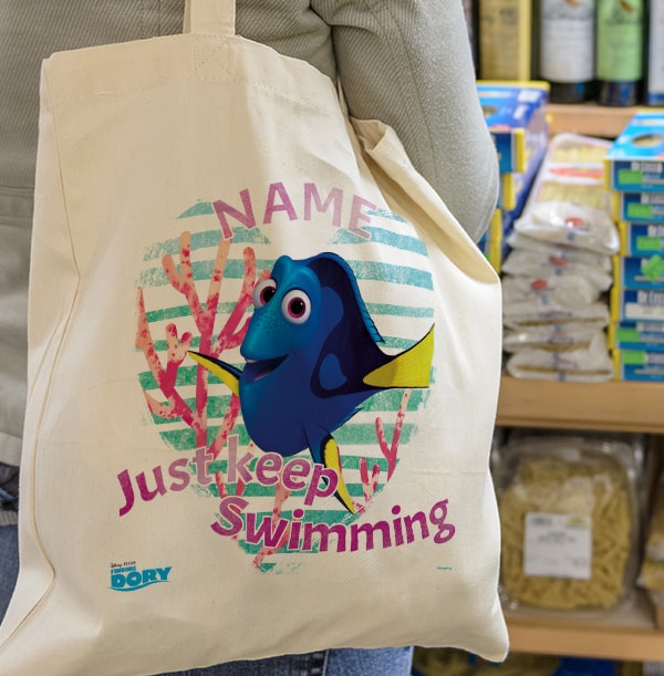 Finding Dory Personalised Keep Swimming Tote Bag | Funky Pigeon