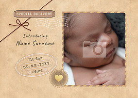 Special Delivery Baby Announcement Photo Postcard | Funky Pigeon